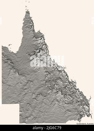 Topographic relief map of QUEENSLAND, AUSTRALIA Stock Vector Image ...