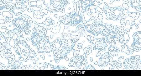 Blue topographic map seamless pattern of earth relief. Abstract ...