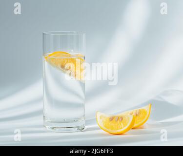 Fresh Spring Sparkling Water with Ice in a Glass Stock Photo - Alamy