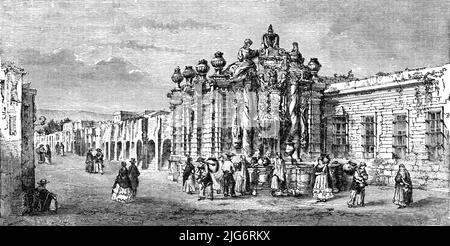 The Chapultepec Aqueduct built by the Aztecs during the Tenochtitlan ...