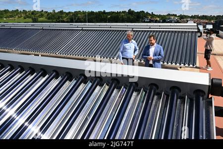 Dettenhausen, Germany. 08th July, 2022. A large-scale new solar thermal ...
