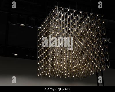Luxury cube shaped chandelier with bulbs Stock Photo - Alamy