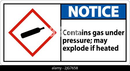 Notice Contains Gas Under Pressure GHS Sign On White Background Stock ...