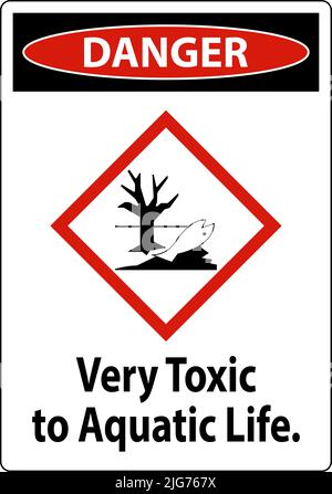 Danger Very Toxic To Aquatic Life Sign On White Background Stock Vector ...