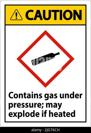 Caution Contains Gas Under Pressure GHS Sign On White Background Stock ...