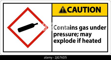 Caution Contains Gas Under Pressure GHS Sign On White Background Stock ...