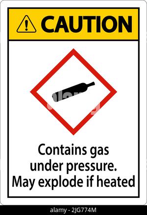 Caution Contains Gas Under Pressure GHS Sign On White Background Stock ...
