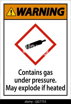Warning Contains Gas Under Pressure GHS Sign On White Background Stock ...