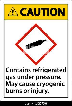 Caution Contains Gas Under Pressure GHS Sign On White Background Stock ...