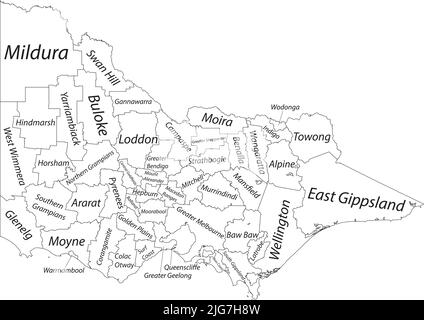 White tagged map of local government areas of QUEENSLAND, AUSTRALIA ...