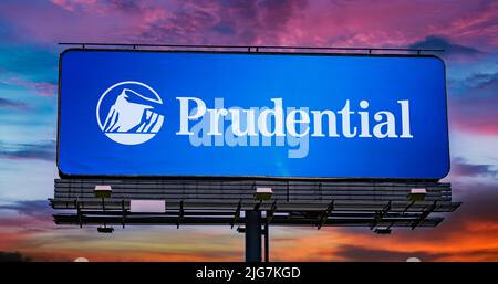 Advertisement billboard displaying logo of Prudential Financial Stock ...