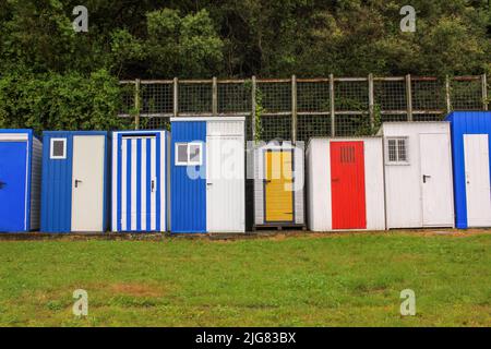 the huts in Luarca beach in north Spain Stock Photo - Alamy