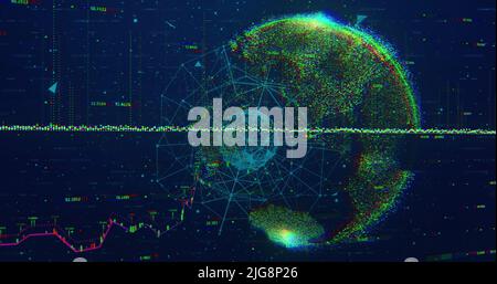 Image of globe, connections and graphs on navy background Stock Photo ...