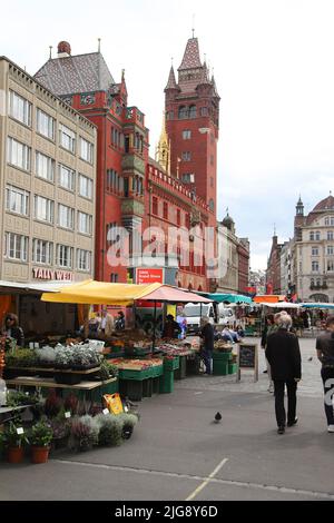 Switzerland, Basel, market place, city hall Stock Photo - Alamy
