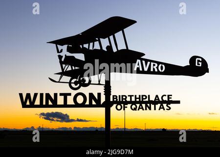 Sign in Winton "Birthplace of Qantas", Queensland, Australia Stock ...