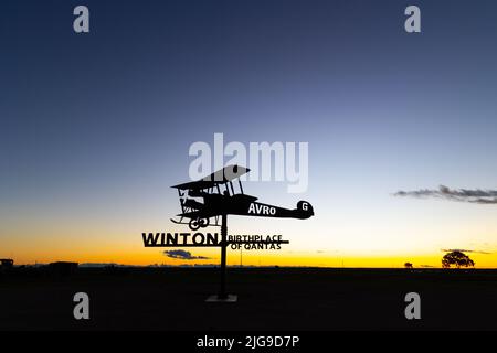 Sign in Winton "Birthplace of Qantas", Queensland, Australia Stock ...