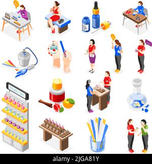 Perfume shop concept with variety and choice symbols isometric vector ...