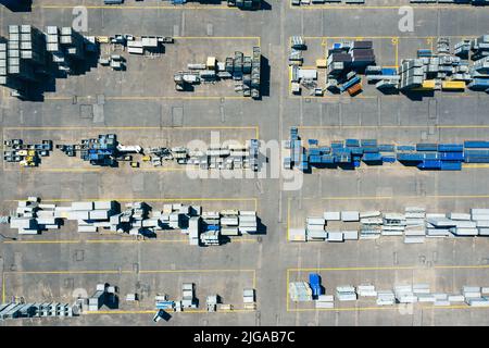 Industrial Elements Storage Place Aerial View. Steel Components Stock ...