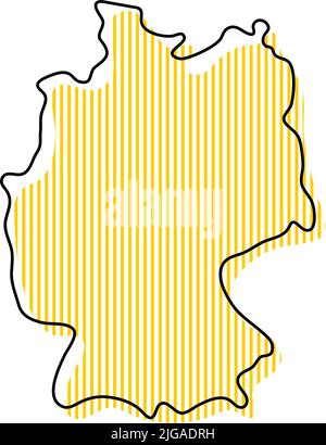 Stylized simple outline map of Germany icon. Blue sketch map of Germany ...