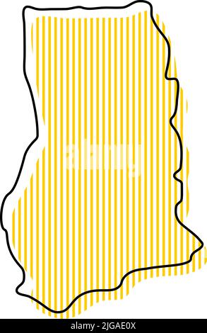 Stylized simple outline map of Ghana icon. Blue sketch map of Ghana ...