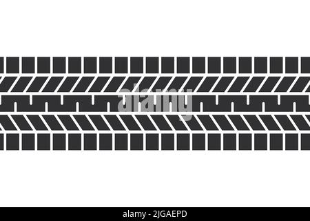 Auto tire tread seamless elements. Car tire patterns, wheel tyre tread ...
