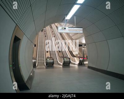 An escalator for the new Elizabeth Line at Liverpool Street station in ...