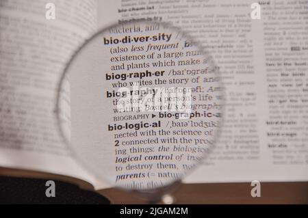 Definition of word biography in dictionary Stock Photo - Alamy