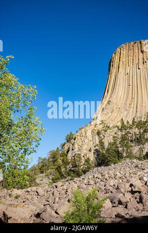 The Devils Tower, a geologic feature that protrudes out of the prairie ...