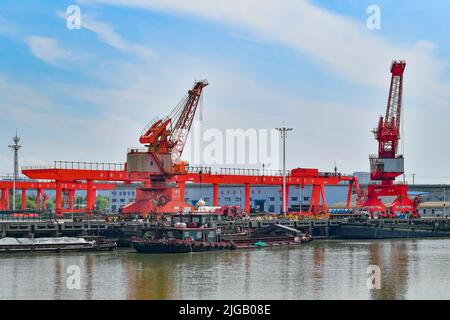 HEFEI, CHINA - JULY 1, 2022 - Loading and unloading operations at the ...