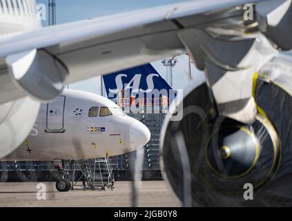 The SAS Airlines Airbus A350-900 in Shanghai Pudong Airport Stock Photo ...