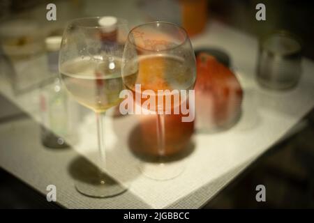 Photo multi exposure. Splitting picture. Feeling of alcohol. Drunken ...