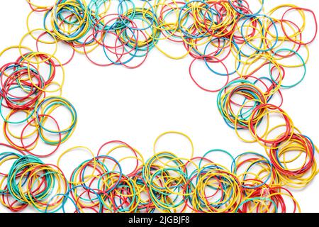 Frame made of different rubber bands on white background Stock Photo ...