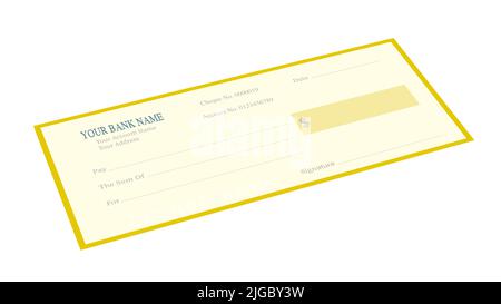 Cheque book in yellow color with black and silver pen in white ...