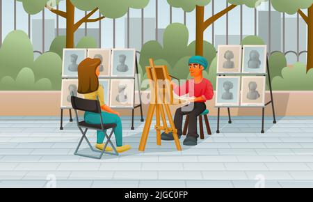 Street performer artist musician dancer cartoon set of isolated human ...