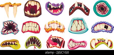 colorful cartoon style monster mouths in set Stock Vector Image & Art ...