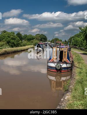 Nantwich Canal Narrowboat sunny day landscape, , Shropshire Union Canal ...