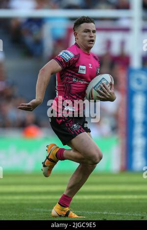 Jai Field #23 of Wigan Warriors goes over for a try in , on 5/28/2022 ...