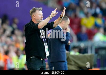 Sweden's head coach Peter Gerhardsson looks on before the Women's Euro ...
