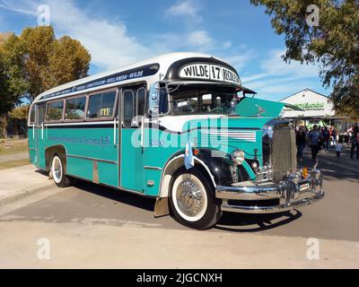Old aqua Mercedes Benz 911 bus 1972 for public passenger transport in ...