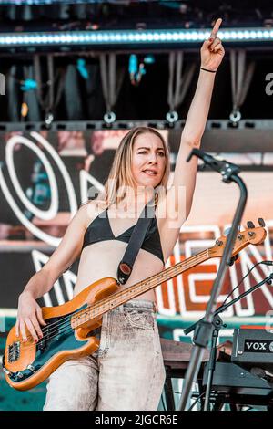 Este Haim of the band Haim performs on stage at MadCool Festival in ...