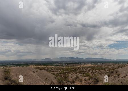 Scenic aerial Las Cruces vista under dramatic monsoonal sky, New Mexico ...