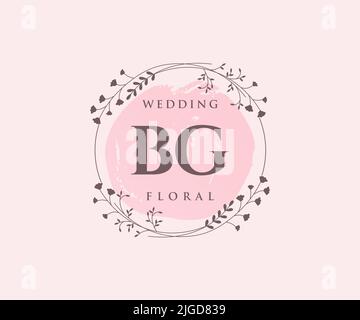 BG Initials letter Wedding monogram logos template, hand drawn modern ...