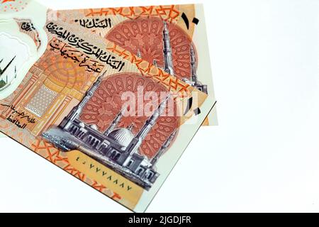 Obverse sides of the new first Egyptian 10 LE EGP ten pounds plastic ...