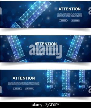 Attention and warning banners with exclamation mark, vector eps10 ...