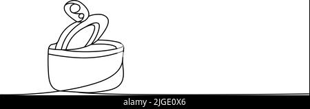 Tin can one line continuous drawing. Aluminium can continuous one line ...