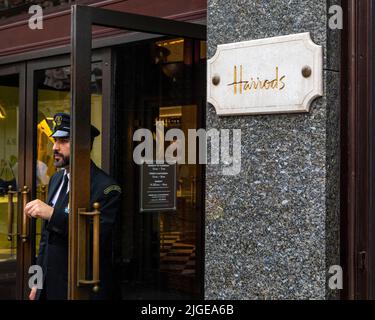 Doorman at Harrods Department store in Knightsbridge London UK 1988 ...