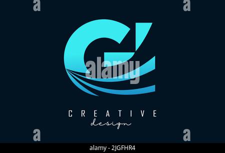 Creative blue letter Gi g i logo with leading lines and road concept ...
