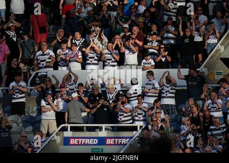 Hull FC fans celebrate after their sides win in the Humberside Derby ...