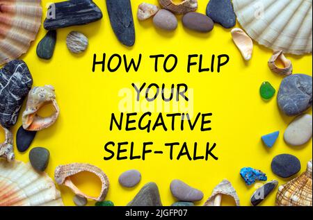 Flip negative self-talk symbol. Concept words How to flip your negative ...