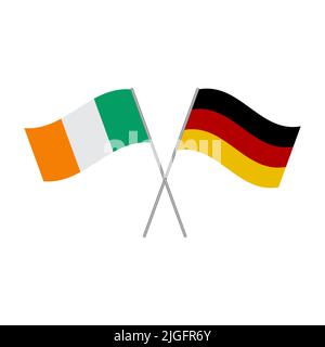 Crossed Flags of Germany. Vector Illustration. Isolated Wave Flags of ...